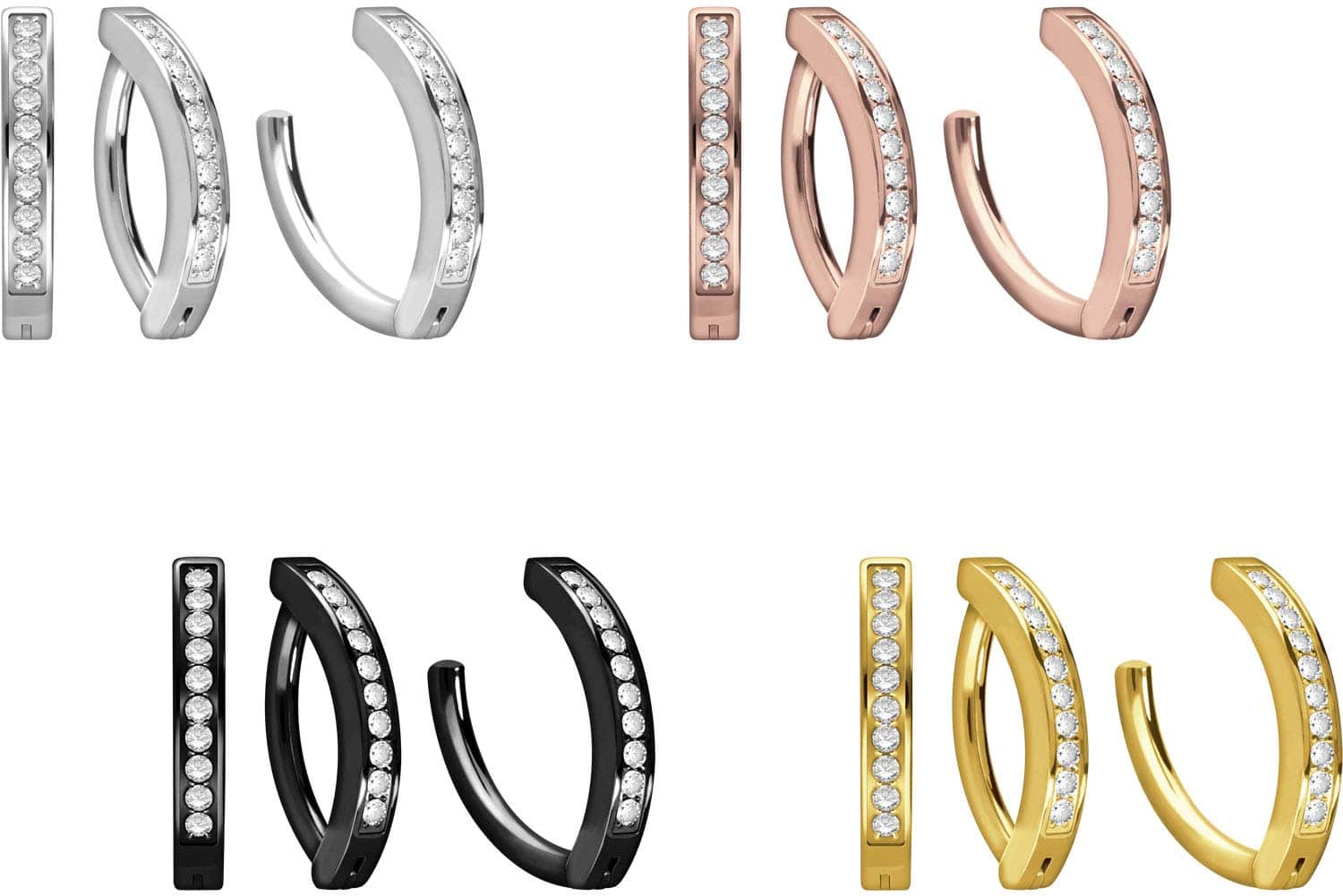 Titanium belly button clicker ARCH + SETTED CRYSTALS | PIERCINGLINE